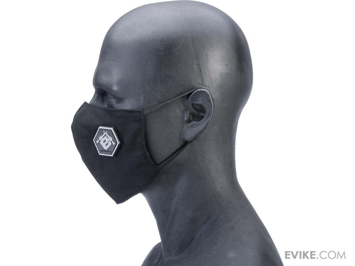 Evike.com Reusable Ripstop Face Mask w/ Hook-and-Loop Hex Patch Panel (Color: Black), Evike ...