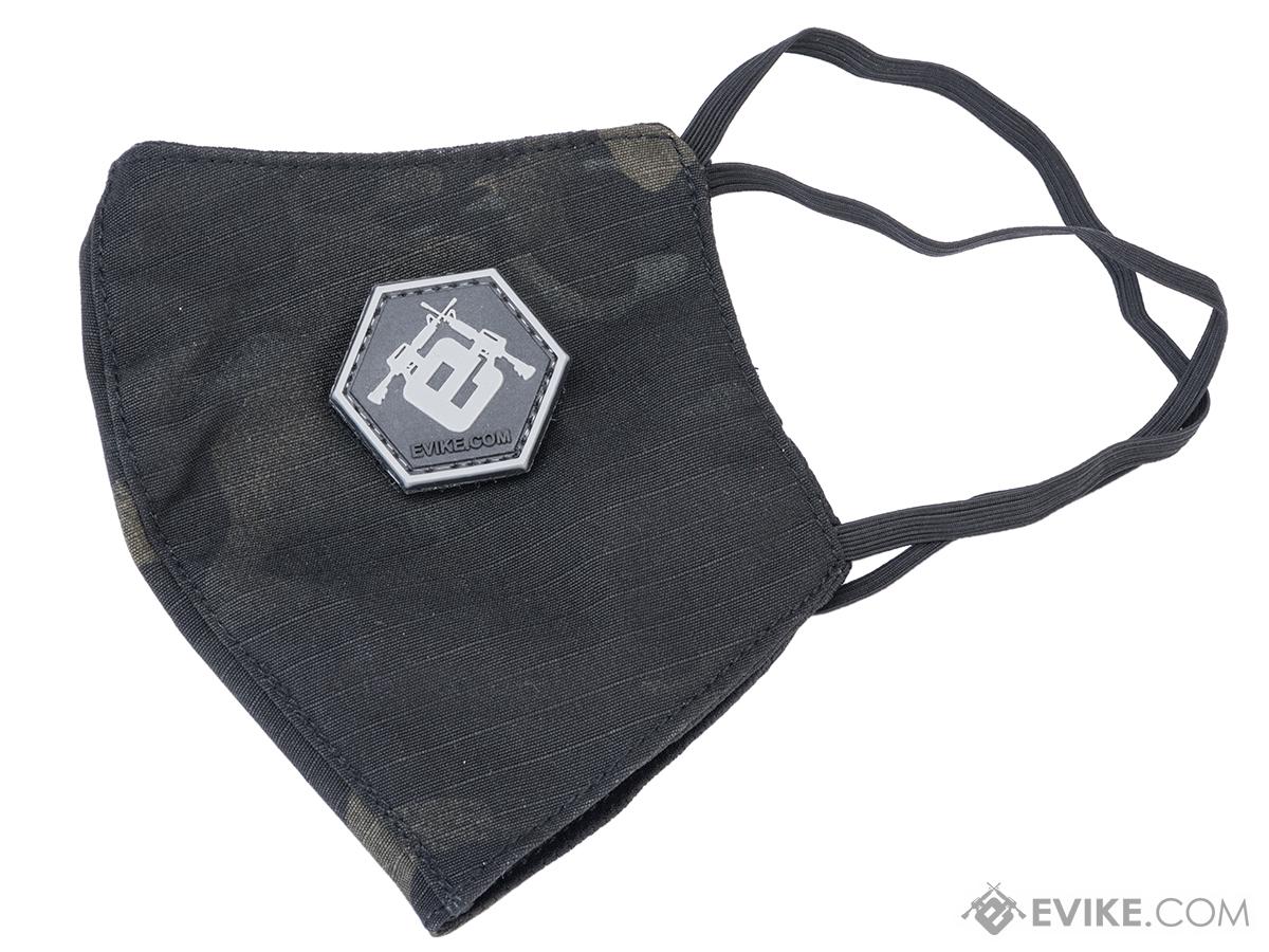 Evike.com Reusable Ripstop Face Mask w/ Hook-and-Loop Hex Patch Panel (Color: Multicam Black ...