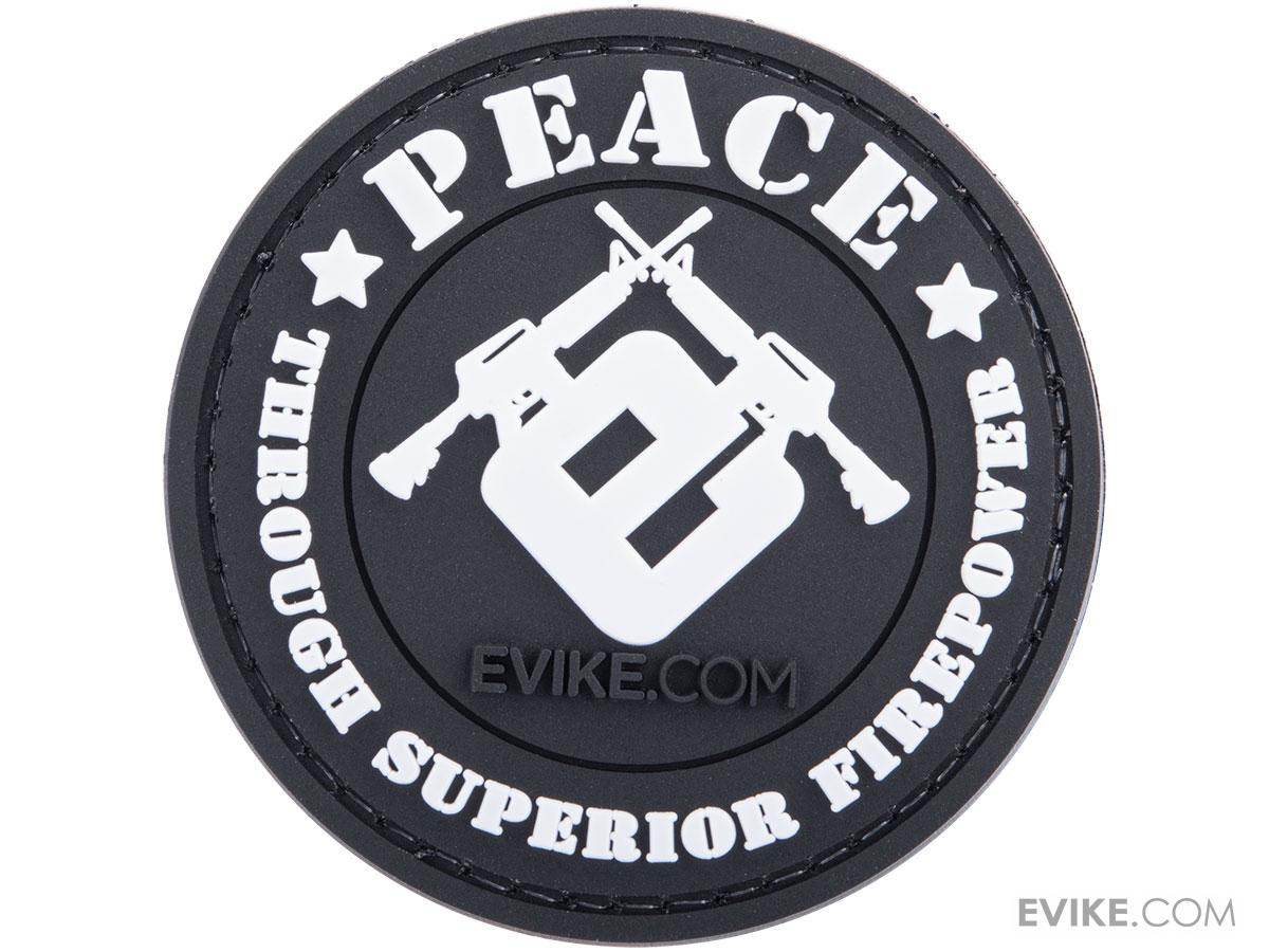 Evike.com "Peace Through Superior Firepower" PVC Morale Patch (Color: Black), Tactical Gear ...