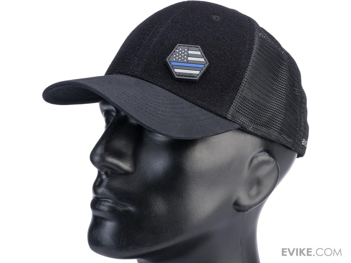 Evike.com "Patch Panel" Mesh Adjustable Tactical Ball Cap (Color: Black / "Thin Blue Line" Patch ...