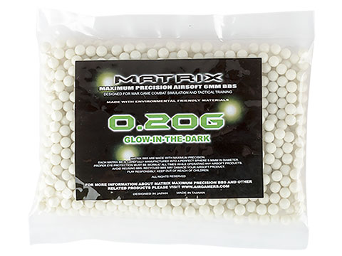 Matrix Match Grade 6mm Glow-in-the-Dark Airsoft Tracer BB (Model: 0.20g Green 1000rds ...