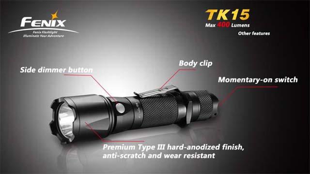 z Fenix TK15 CREE XP-G S2 LED Flashlight (400 Lumen), Accessories ...