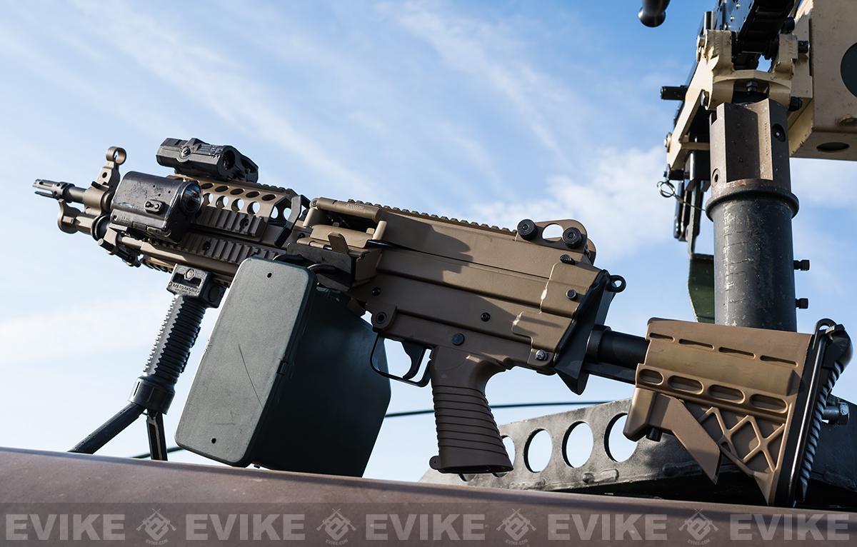 A&K Full Metal M249 Airsoft Machine Gun (Version: MK46 / Dark Earth / AEG), Airsoft Guns ...