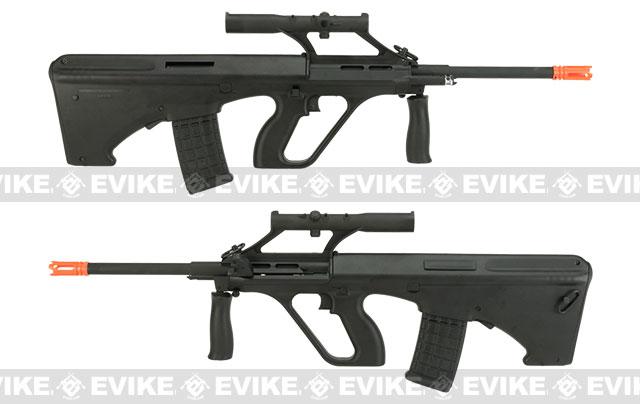 GHK Gas Blowback AUG A2 Airsoft Rifle with Integrated Optic (Color: Black), Airsoft Guns, Gas ...