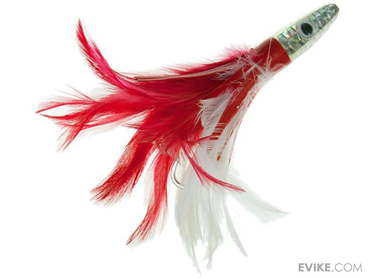 Boone Tuna Treat Rigged Trolling Feather (Color: Red/White 6" 6/0 Hook ...
