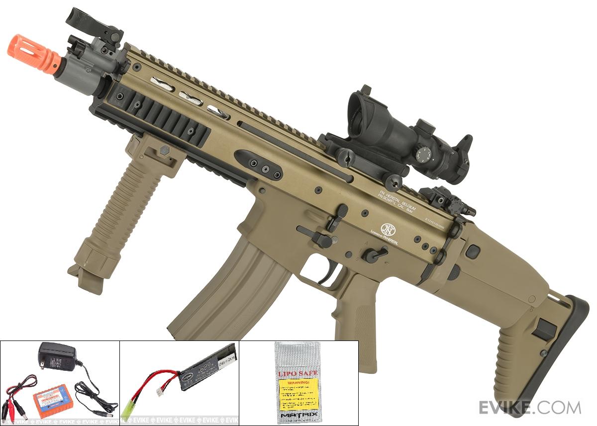 FN Herstal Licensed Full Metal SCAR CQB Airsoft AEG Rifle by G&G (Package: Tan / Add 7.4v LiPo ...