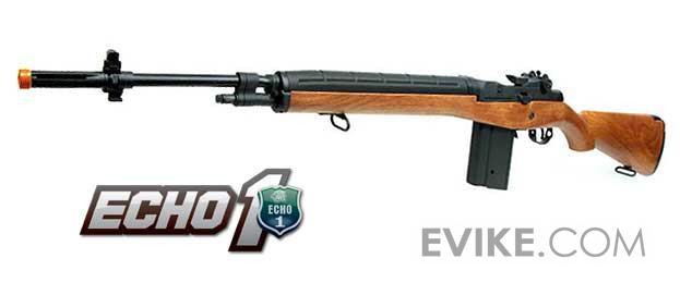Echo1 Full Metal Airsoft M14 AEG Two Hi-Cap Magazine Package (Imitation Wood Stock), Airsoft ...