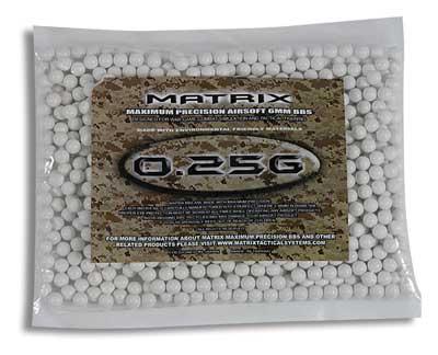 0.25g Match Grade 6mm Airsoft BB by Matrix - 1000/ White | Evike.com