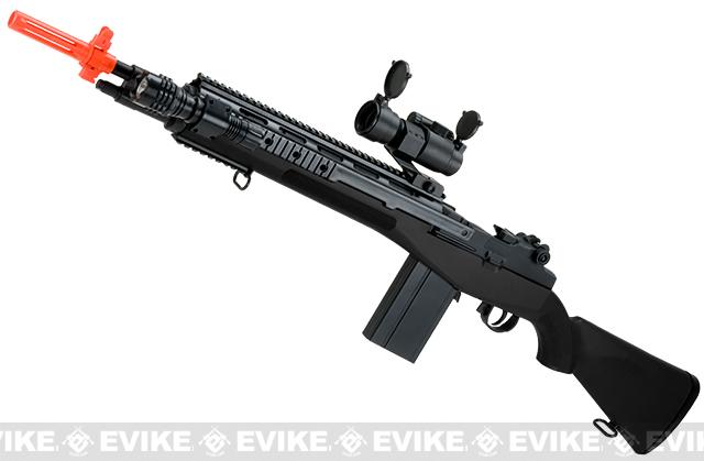 AGM M14 SOCOM Airsoft Spring Powered Rifle Package (Color: Black ...