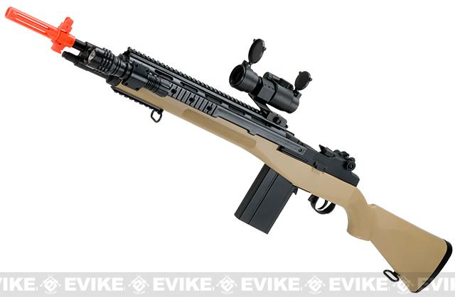 AGM M14 SOCOM Airsoft Spring Powered Rifle Package (Color: Tan ...
