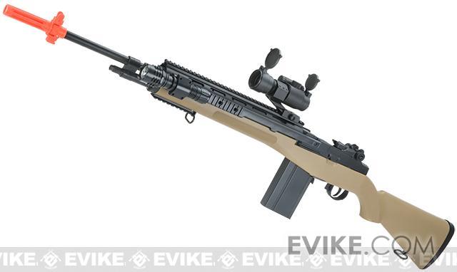 AGM M14 Full Size Airsoft Spring Powered Sniper Rifle + Red Dot ...