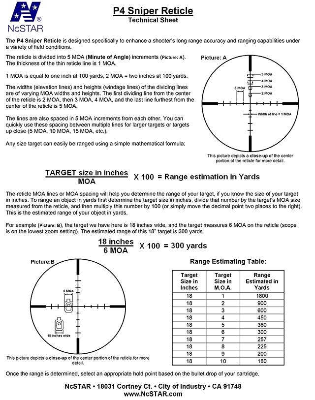 Anyone know how to zero 3-9x scope with P4 Sniper reticle??? > Optics ...