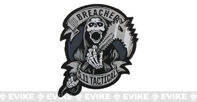 5.11 Tactical "Breacher" Embroidered Hook & Loop Morale Patch - Grey ...