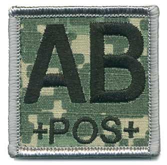 Matrix 2x2" Army Camo. ACU Square Blood Type Patch - AB POS, Tactical ...