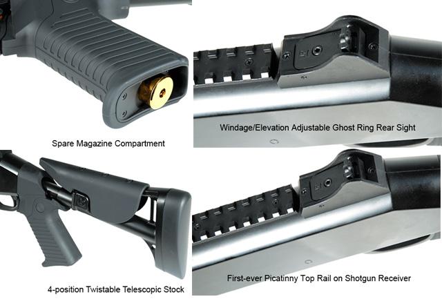 UTG Multi-Burst M4 90 Super Airsoft Riot Shotgun - Retractable Stock ...