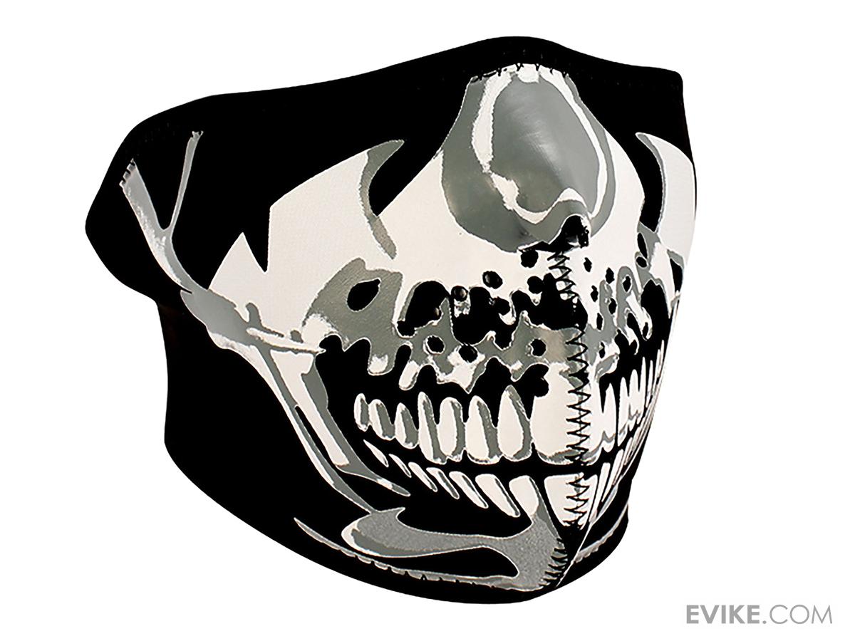 Zan Neoprene 1/2 Face Mask (Color: Chrome Skull Face), Tactical Gear ...