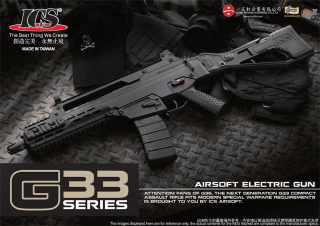 ICS G33 Airsoft AEG Rifle (Color: Black), Airsoft Guns, Airsoft Electric Rifles - Evike.com ...