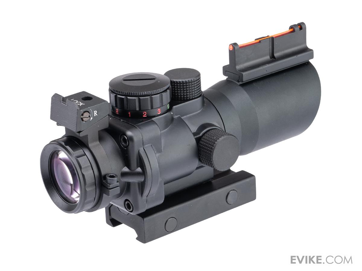 AIM Sports 4x32 Primsatic Series Tri-Illuminated Rifle Scope w/ Fiber ...