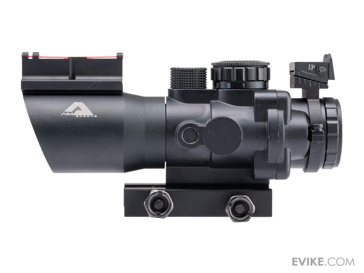 AIM Sports 4x32 Primsatic Series Tri-Illuminated Rifle Scope w/ Fiber ...