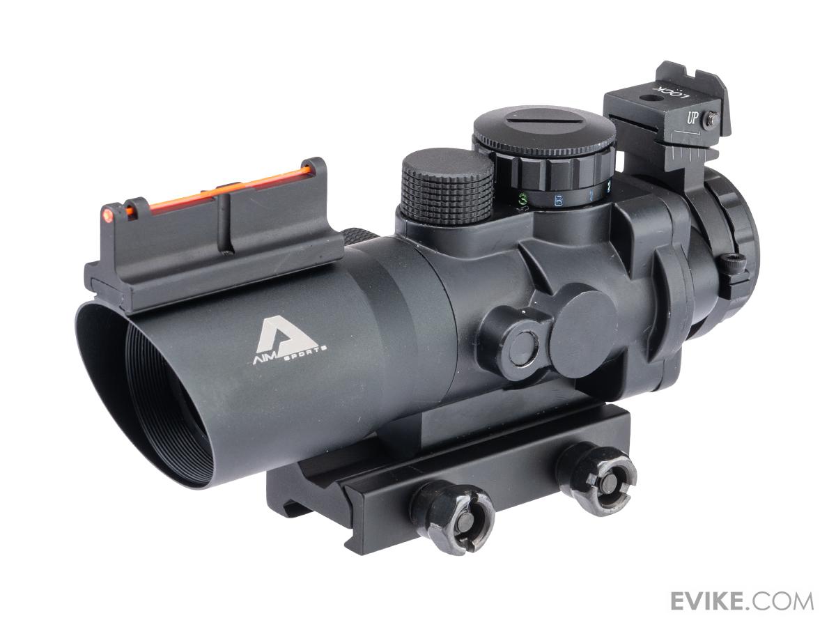 AIM Sports 4x32 Primsatic Series Tri-Illuminated Rifle Scope w/ Fiber ...