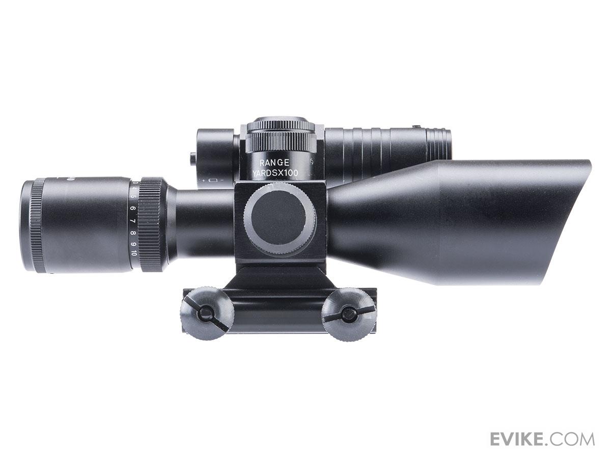 AIM Sports 2.5-10x40 Dual Illuminated Tactical Scope w/ Green Laser ...