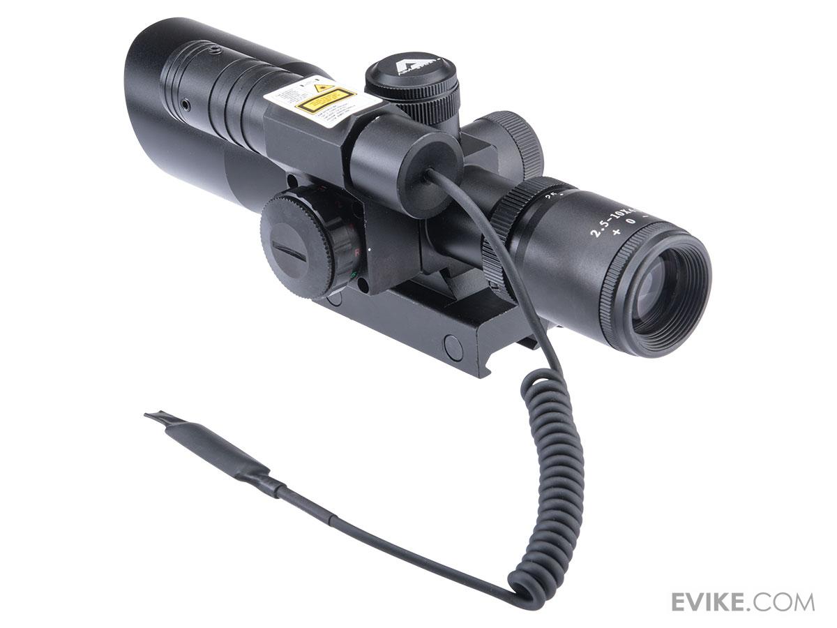 AIM Sports 2.5-10x40 Dual Illuminated Tactical Scope w/ Green Laser ...