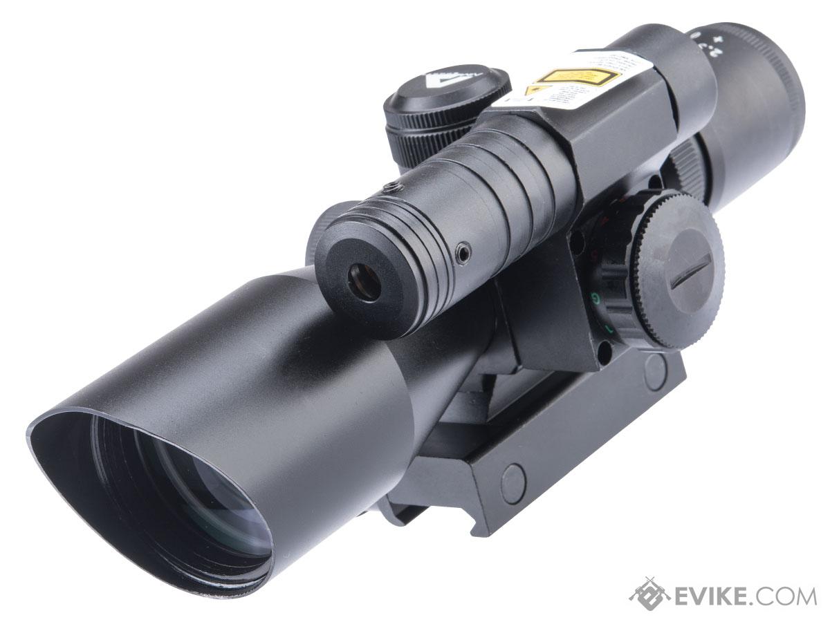 AIM Sports 2.5-10x40 Dual Illuminated Tactical Scope w/ Green Laser ...