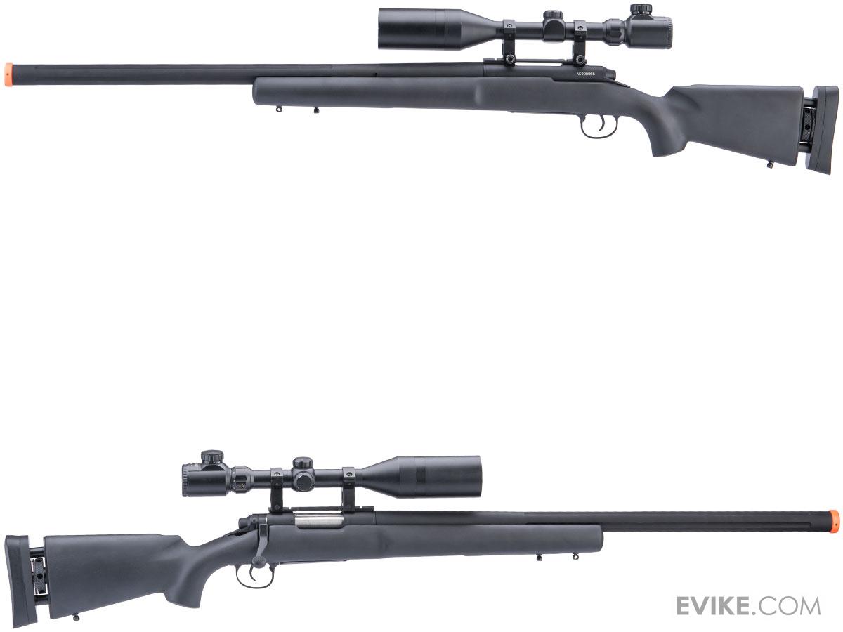 A&K US Army SOCOM Type M24 Airsoft Bolt Action Scout Sniper Rifle w/ Fluted Barrel and Real Wood ...