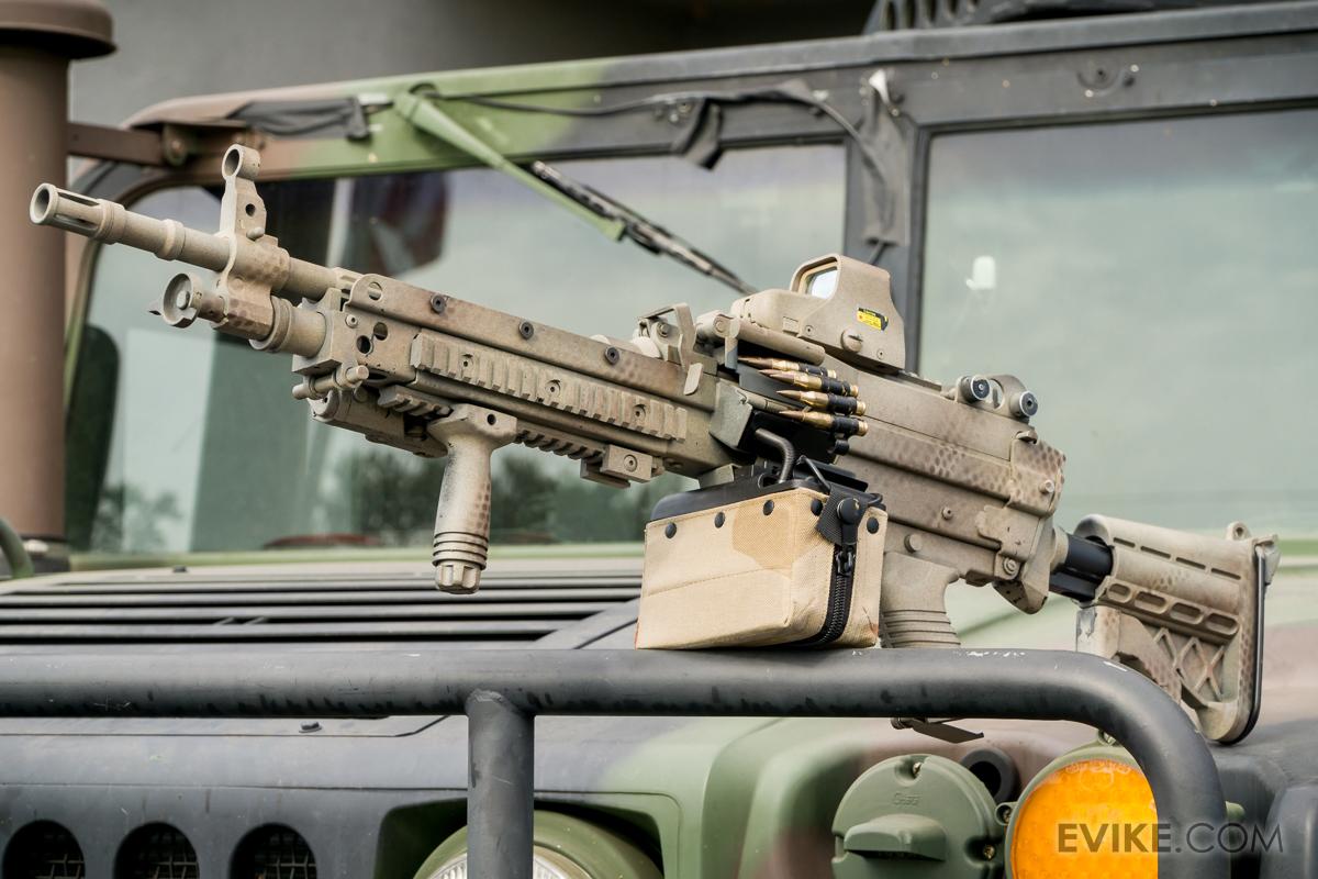 A&K / Cybergun FN Licensed M249 MINIMI SAW Machine Gun w/ Metal Receiver (Model: MK46 / Dark ...