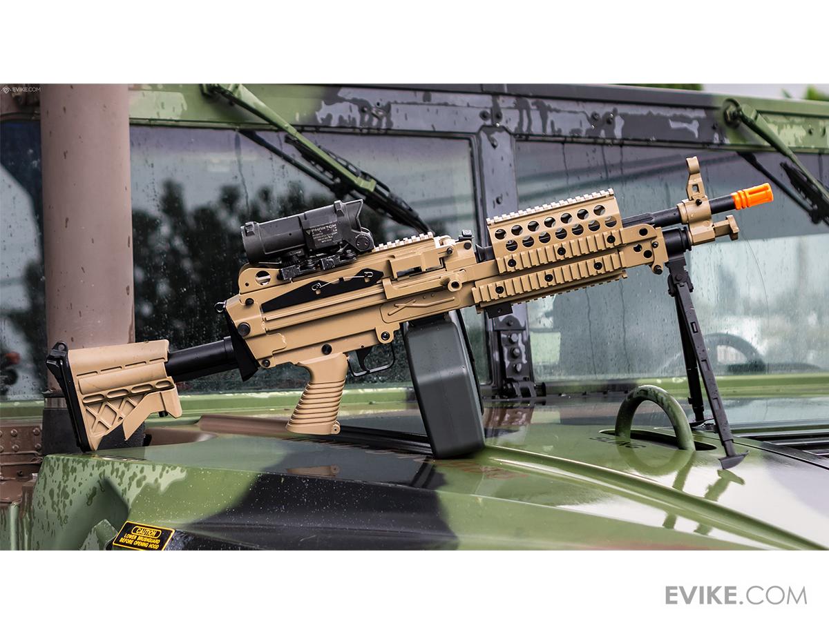 A&K / Cybergun FN Licensed M249 MINIMI SAW Machine Gun w/ Metal Receiver (Model: MK46 / Dark ...