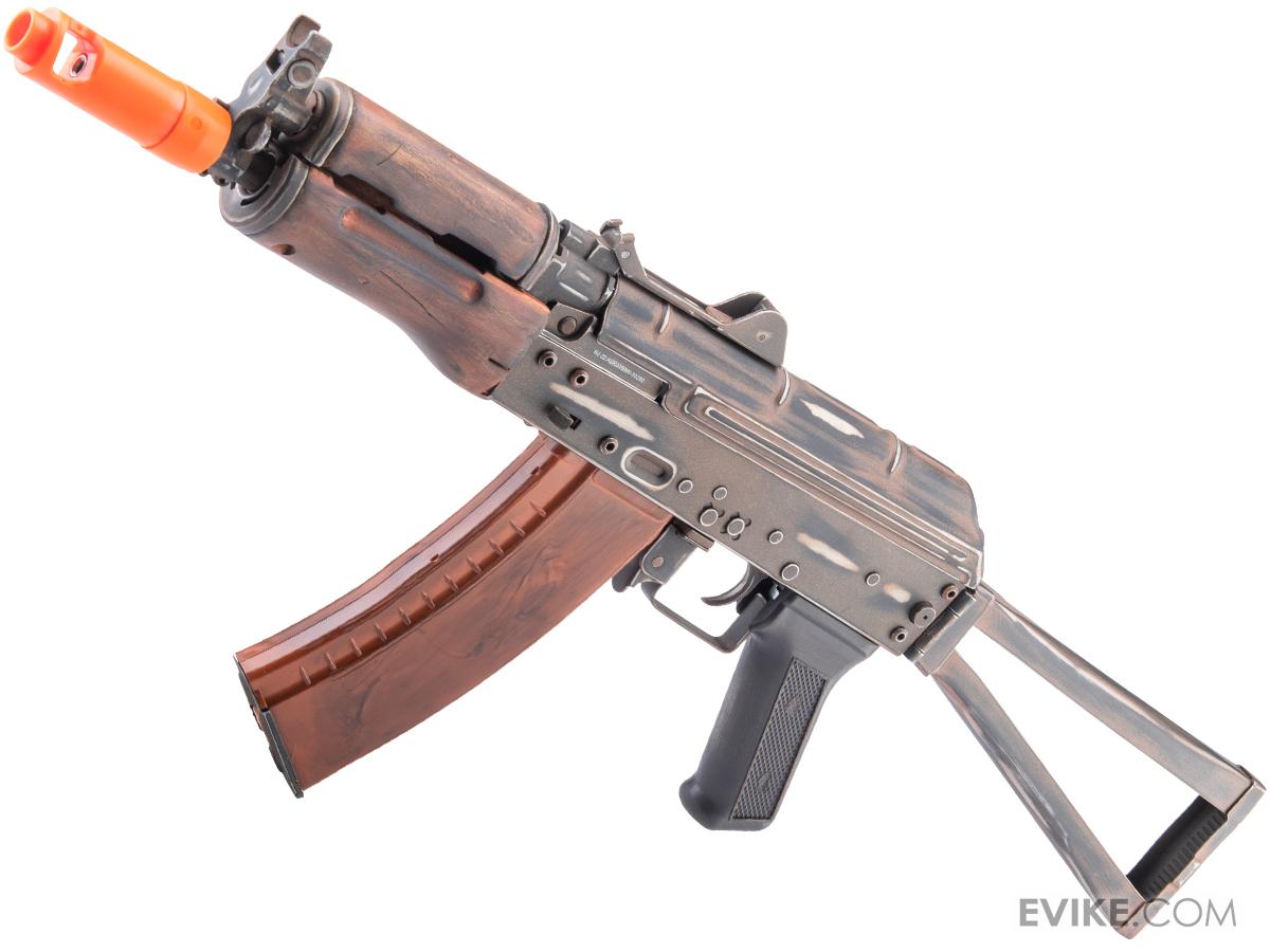 APS AK-74 Electric Blowback Airsoft AEG Rifle w/ Real Wood Furniture (Model: Battle Worn / AKS ...