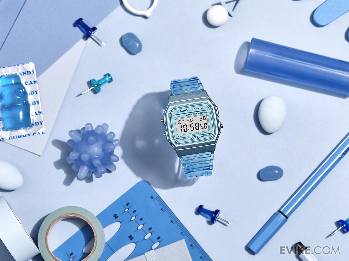 Casio F91-W Jelly Digital Watch (Color: Blue), Tactical Gear/Apparel ...