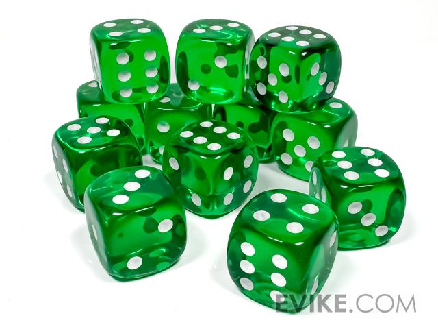Chessex Lab Translucent 16mm d6 Dice Block (Color: Green-White / 12x ...