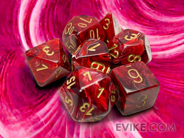 Chessex Lab Polyhedral 7-Dice Set (Color: Vortex Burgundy), MORE ...