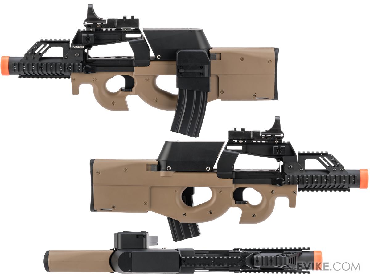 Evike.com Custom P90 Terminator Airsoft AEG w/ Box Mag (Color: Half Tan ...