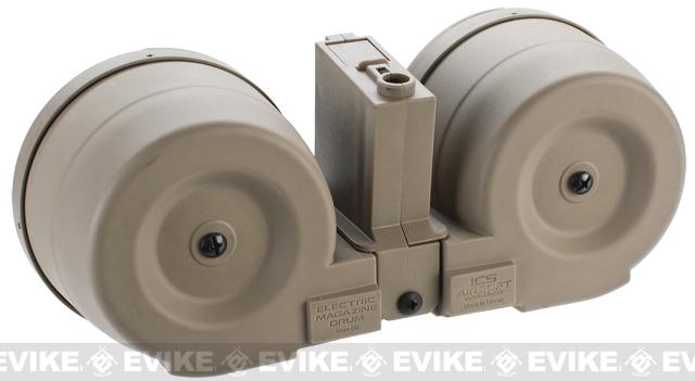 ICS 2500rd Adaptive Drum Magazine for Airsoft AEG Rifles w/ M4 Mag ...