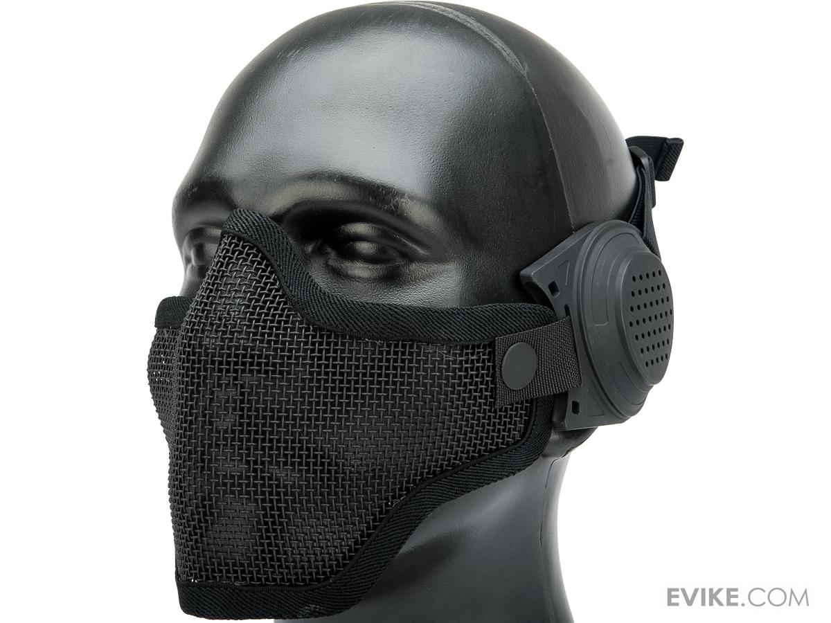 TMC Carbon Wire Mesh Lower Face Mask with Ear Protectors (Color: Black ...