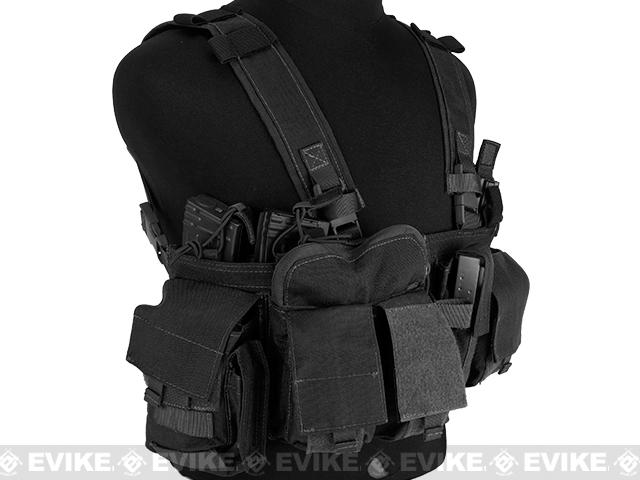 Emerson Split Front Chest Rig w/ Pouches - Black, Tactical Gear/Apparel ...