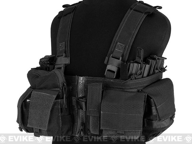 Emerson Split Front Chest Rig w/ Pouches - Black, Tactical Gear/Apparel ...