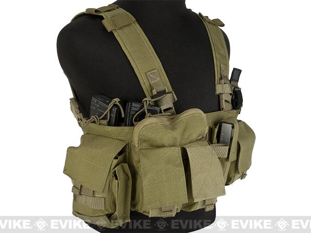 Emerson Split Front Chest Rig w/ Pouches - Khaki, Tactical Gear/Apparel ...