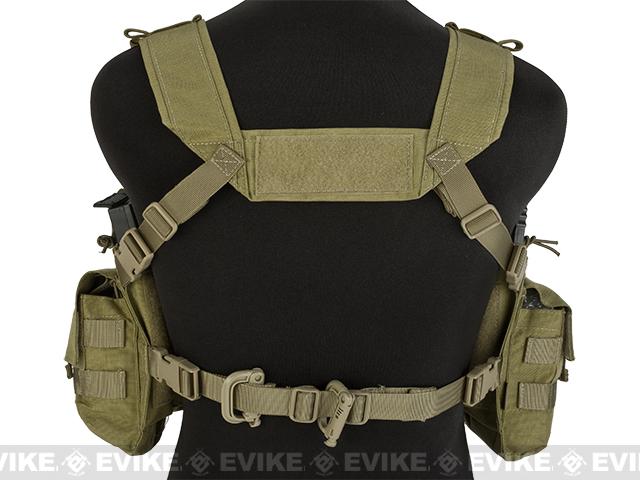 Emerson Split Front Chest Rig w/ Pouches - Khaki, Tactical Gear/Apparel ...