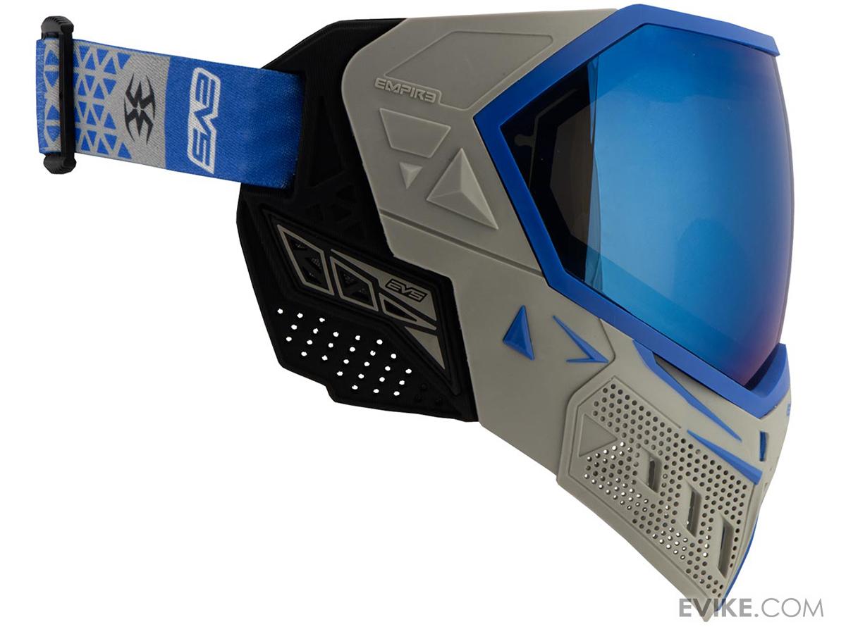 Empire Paintball EVS Full Face Mask (Color: Grey & Blue / Blue Mirror ...
