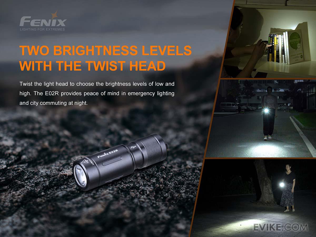 Fenix E02R Rechargeable 200 Lumen EDC Keychain Flashlight (Color: Black), Accessories & Parts ...