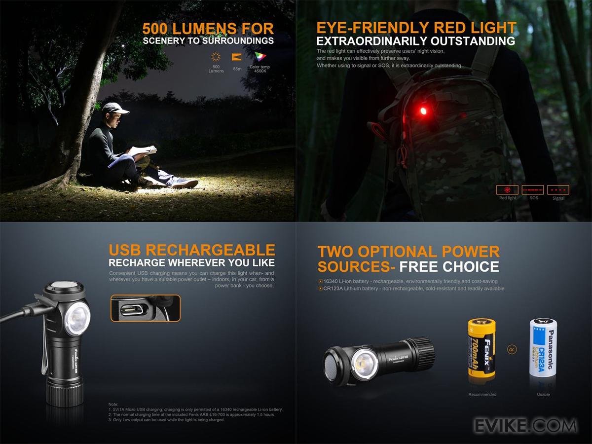 Fenix LD15R USB Rechargeable Right Angle Flashlight, Accessories ...