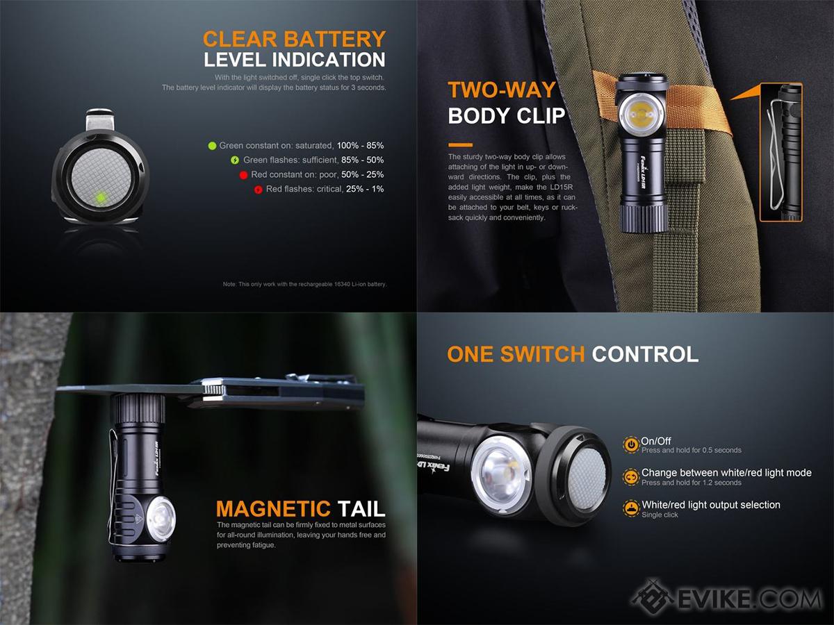 Fenix LD15R USB Rechargeable Right Angle Flashlight, Accessories ...