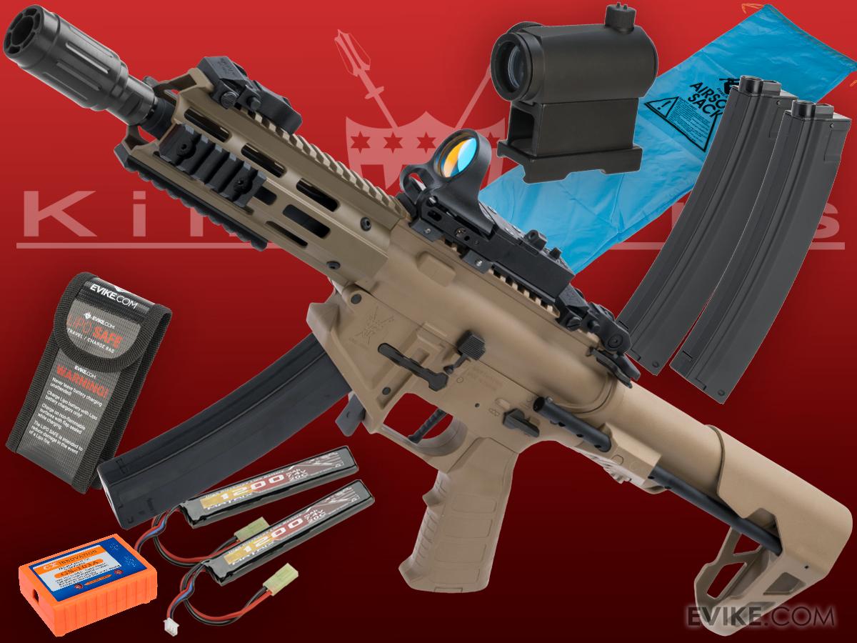 "Go Airsoft Package" King Arms PDW 9mm SBR Airsoft AEG Rifle (Color ...