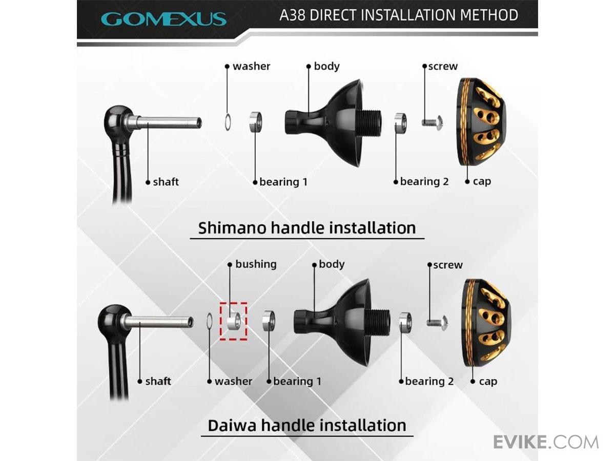 Gomexus Round Power Knob for Spinning Reel (Color: Black-Gold / 41mm ...