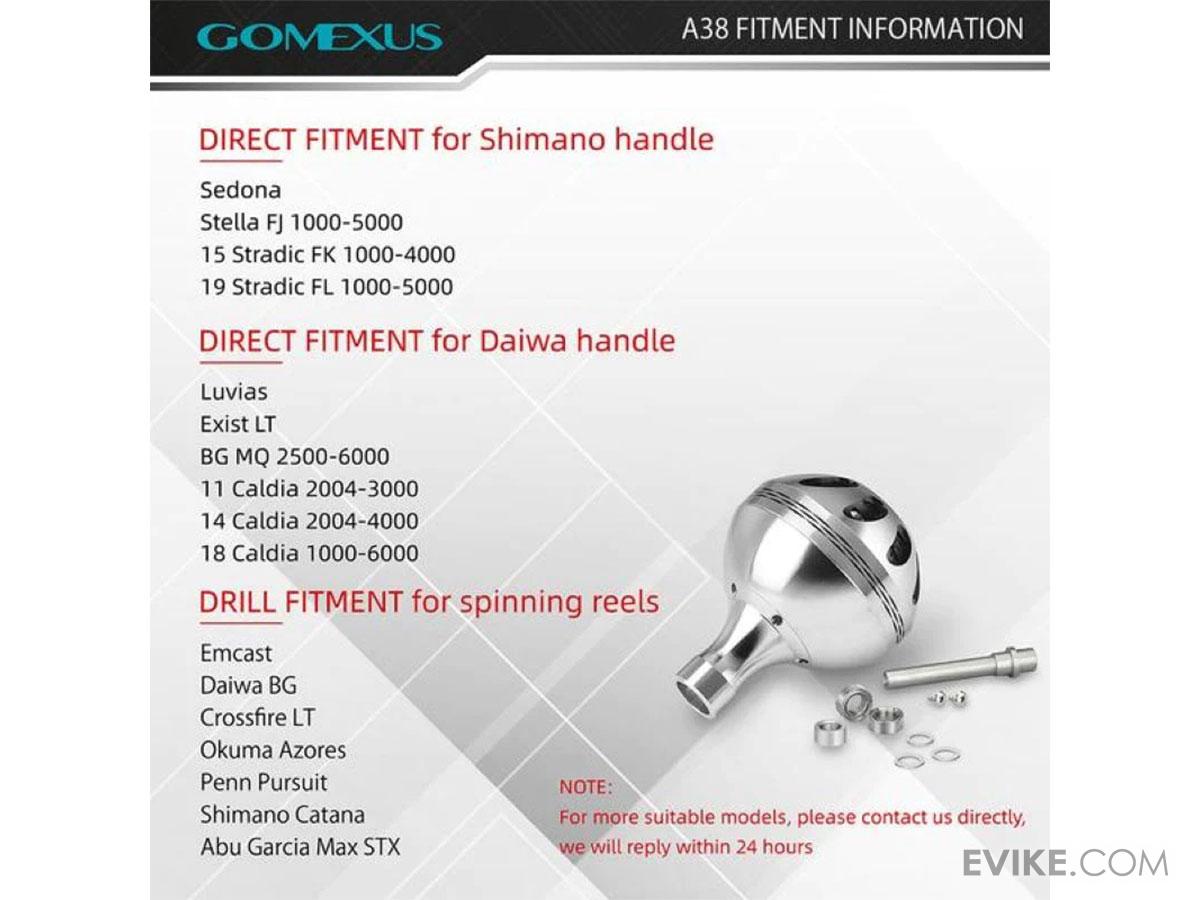 Gomexus Round Power Knob for Spinning Reel (Color: Silver-Black / 38mm ...