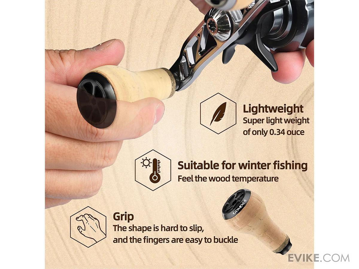 Gomexus Reel Handle w/ Cork Knobs for Baitcasting Reel (Color: Black ...