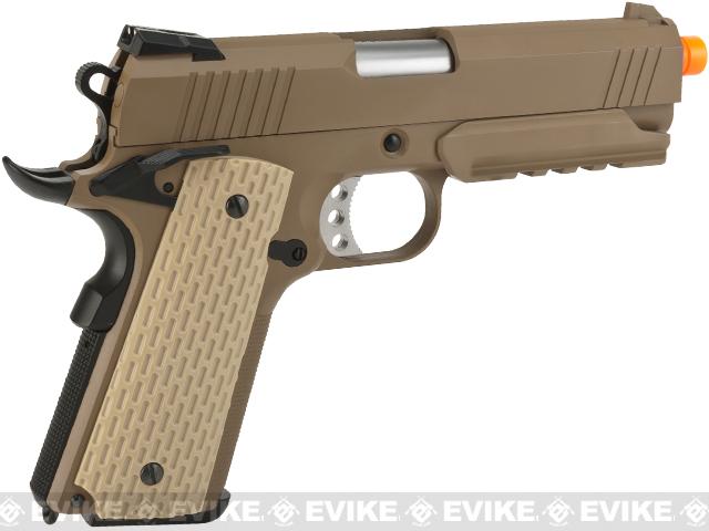 WE-Tech Full Metal 1911 Desert Warrior Socom 4.3 Airsoft Gas Blowback Pistol - Tan (Package: Gun ...